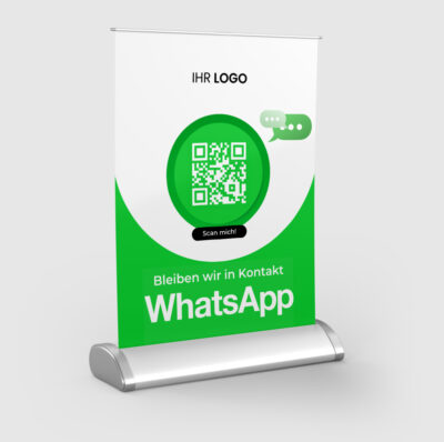Mini-Roll-Up Aufsteller für WhatsApp WA20 mit QR-Code + Logo - ONESSO