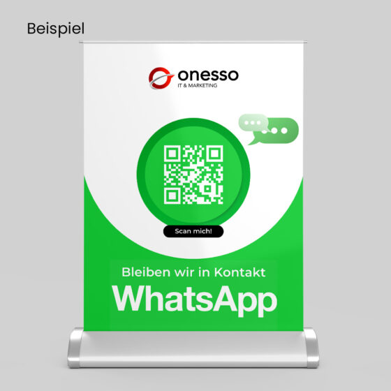 Mini-Roll-Up Aufsteller für WhatsApp WA20 mit QR-Code + Logo - ONESSO