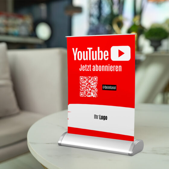 Mini-Roll-Up Aufsteller für Youtube YOU60 mit QR-Code + Logo - ONESSO