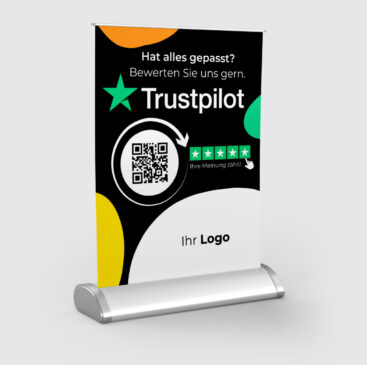 Trustpilot Mini-Roll-Up Aufsteller STYLE mit QR-Code+Logo, DIN A4 - ONESSO